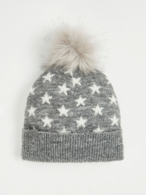 Grey Star Pom Pom Beanie Hat | Women | George at ASDA