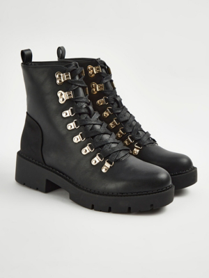 Black Lace Up Eyelet Boots | Women | George at ASDA