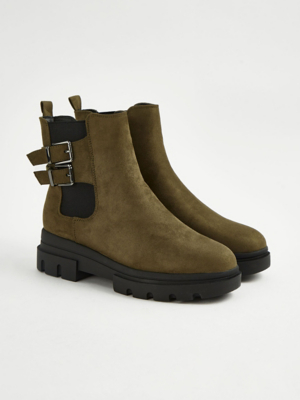Khaki Double Buckled Ankle Boots | Women | George at ASDA