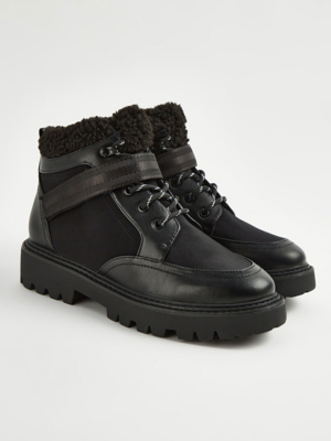 Black Borg Lined Lace Up Boots | Women | George at ASDA
