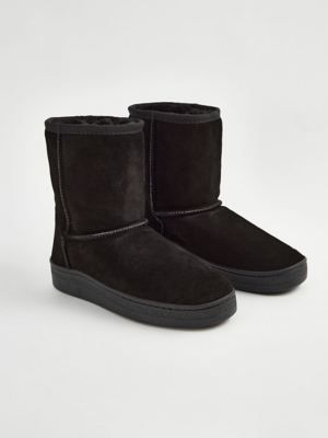 Black Faux Fur Lined Leather Snug Boots | Women | George at ASDA