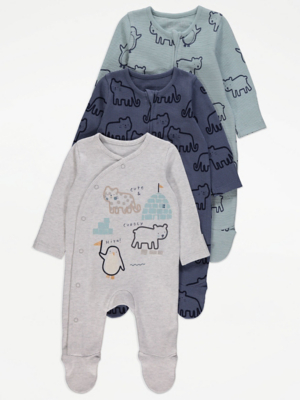 Igloo Animal Sleepsuits 3 Pack | Baby | George at ASDA