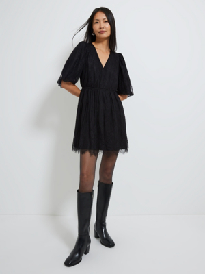 Black Floral Lace Mini Dress | Sale & Offers | George at ASDA