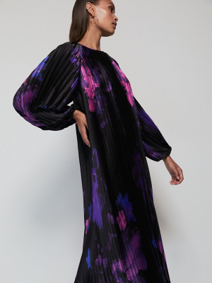 Floral Pleated Belted Satin Midi Dress | Women | George at ASDA