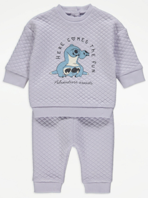 Disney Lilo & Stitch Lilac Quilted Sweatshirt and Joggers Outfit | Baby ...