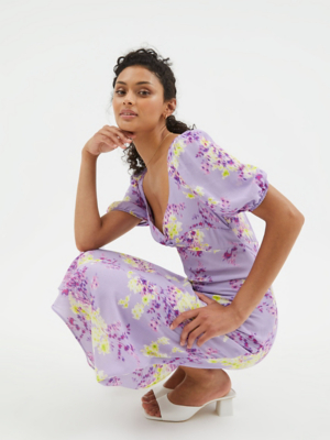 Lilac Floral Knot Front Midi Dress | Women | George at ASDA