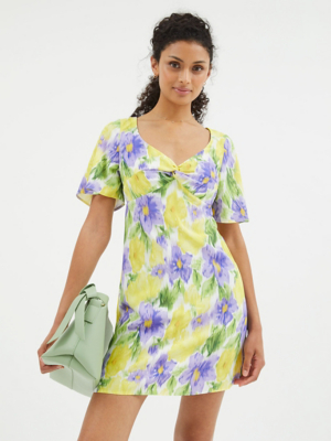 Bright Floral Knot Front Mini Dress | Women | George at ASDA