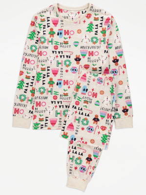 Cream Fa La La Matching Adults Family Christmas Pyjamas | Men | George ...