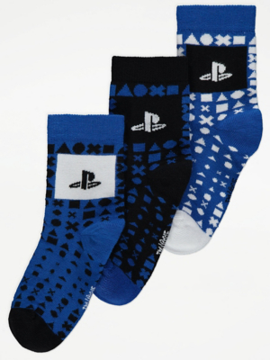 PlayStation Blue Cotton Rich Ankle Socks 3 Pack | Kids | George at ASDA
