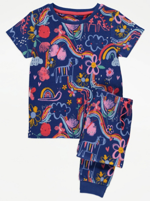 Navy Doodle Short Sleeve Pyjamas | Kids | George at ASDA