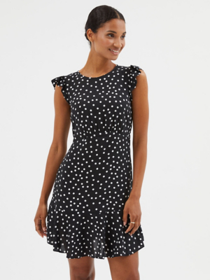 Black Polka Dot Mini Tea Dress | Women | George at ASDA