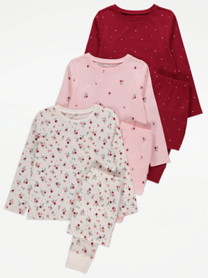 Ditsy Floral Long Sleeve Pyjamas 3 Pack | Kids | George at ASDA