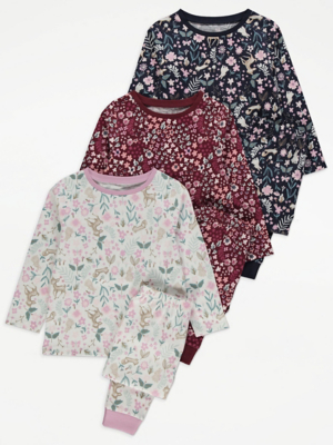 Woodland Floral Pyjamas 3 Pack | Kids | George at ASDA