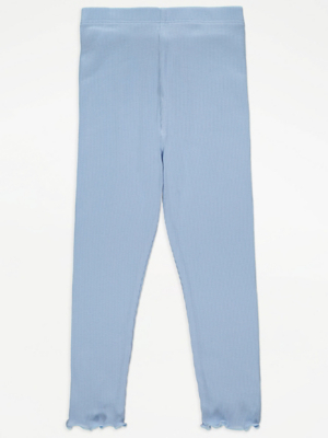 Light Blue Rib Lettuce Ankle Leggings | Kids | George at ASDA