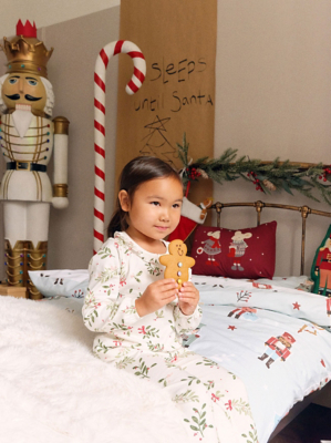 White Holly Button Front Christmas Pyjamas | Kids | George at ASDA