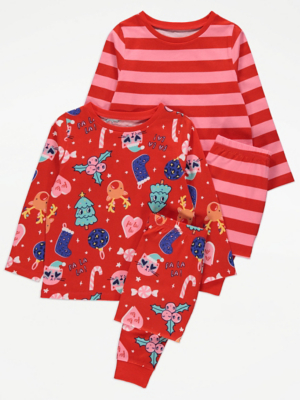 Fun Christmas Striped Pyjamas 2 Pack | Kids | George at ASDA