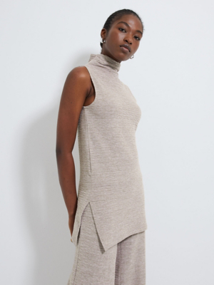 Neutral High Neck Textured Tunic Top | Women | George at ASDA