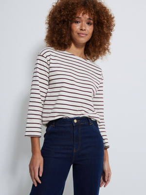 Burgundy Striped Long Sleeve Top | Women | George at ASDA