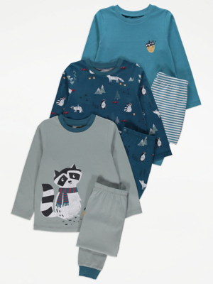 Winter Woodland Pyjamas 3 Pack | Kids | George at ASDA