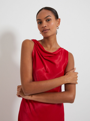 Red Cowl Neck Bias Cut Satin Midi Dress | Women | George at ASDA
