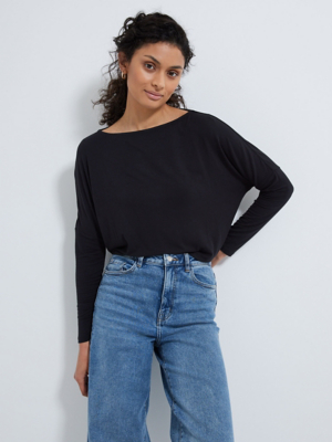 Black Batwing Long Sleeve Jersey Top | Women | George at ASDA
