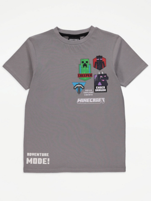 Minecraft Grey Graphic T-Shirt | Kids | George at ASDA