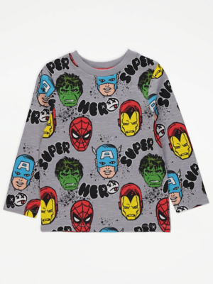Marvel Character Grey Long Sleeve Top | Kids | George at ASDA