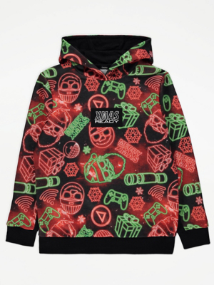 Neon Santa Gaming Christmas Hoodie | Kids | George at ASDA
