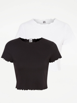G21 Monochrome Lettuce Trim T-Shirt 2 Pack | Women | George at ASDA