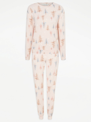 Pink Christmas Tree Brushed Snit Pyjamas | Lingerie | George at ASDA