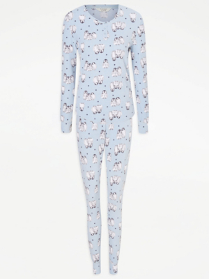 Light Blue Waffle Fleece Penguin Pyjamas | Lingerie | George at ASDA