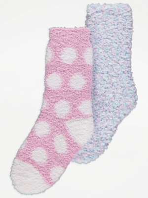 Pink Spot Cosy Socks 2 Pack | Kids | George at ASDA