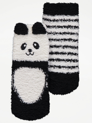 Panda Fluffy Cosy Socks 2 Pack | Kids | George at ASDA