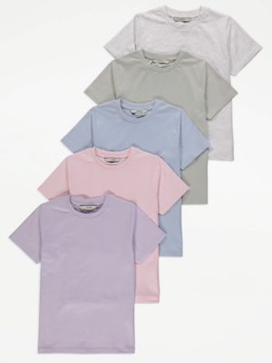 Pastel Jersey T-Shirts 5 Pack | Kids | George at ASDA