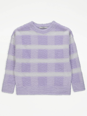 Lilac Checked Knitted Jumper | Kids | George at ASDA