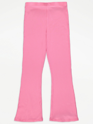 Bright Pink Ribbed Kick Flare Leggings | Kids | George at ASDA
