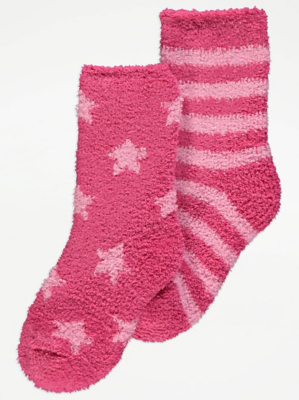 Pink Spot Cosy Socks 2 Pack | Kids | George at ASDA