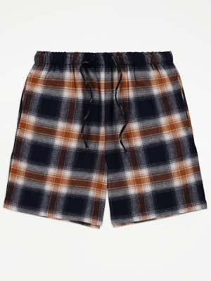 Navy Checked Lounge Shorts | Men | George at ASDA