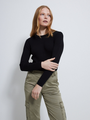 Black Ribbed Short Sleeve Jumper | Women | George at ASDA