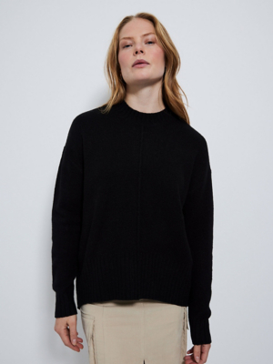 Black Crew Neck Slouchy Knitted Jumper | Women | George at ASDA