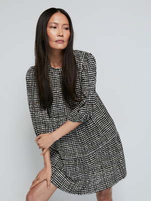 Square Print Cheesecloth Tiered Mini Dress | Women | George at ASDA