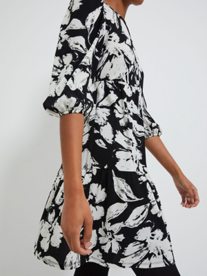 Black Floral Cheesecloth Tiered Mini Dress | Women | George at ASDA