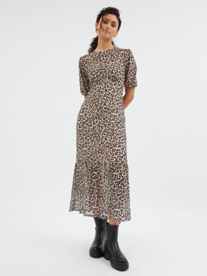 Leopard Print Mesh Midi Dress | Women | George at ASDA