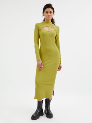 Green Cut Out Textured Midi Dress | Women | George at ASDA