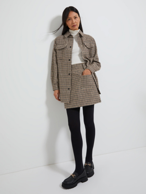 Brown Brushed Check Mini Skirt | Women | George at ASDA