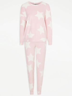 Pink Star Fleece Long Sleeve Pyjamas | Lingerie | George at ASDA