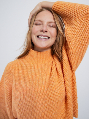 Orange Ribbed Short Sleeve Jumper | Women | George at ASDA