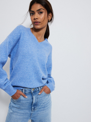 Light Blue V Neck Knitted Jumper | Women | George at ASDA