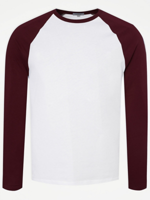 Burgundy Raglan Long Sleeve Top | Men | George at ASDA