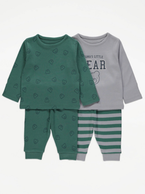 Bear Varsity Long Sleeve Pyjamas 2 Pack | Baby | George at ASDA